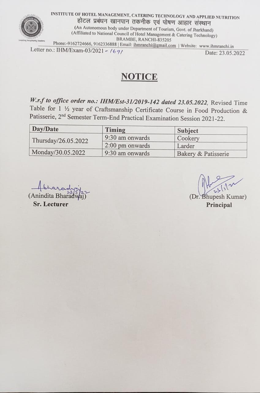 IHM Ranchi | Best Government Hotel Management College in Ranchi ...